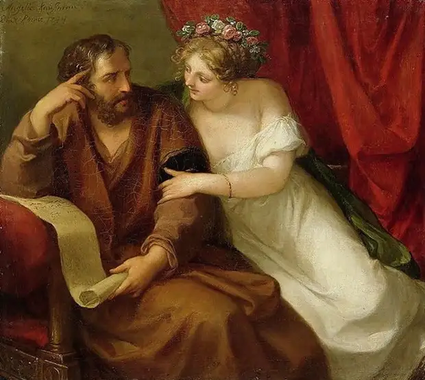 Phryne filozof Xenocrates'i baştan çıkarıyor, Angelica Kaufmann, 1794