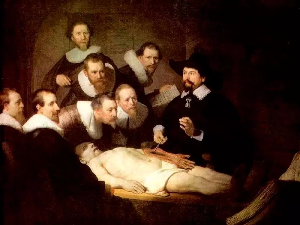 倫勃朗的繪畫“圖爾帕博士的解剖課”。