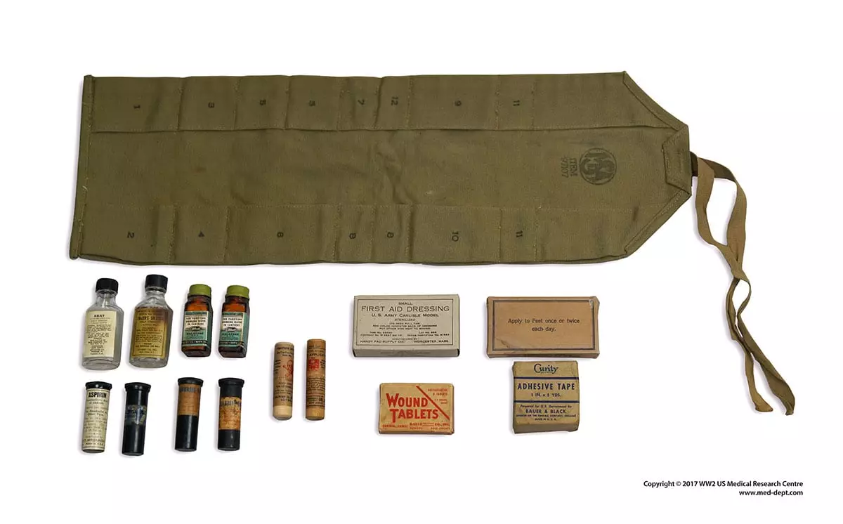 Individualus medicinos rinkinys džiunglėms M-1 (JAV) - pirmosios pagalbos vaistinėlė Didžiojo Tėvynės karo kariams ir karininkams.