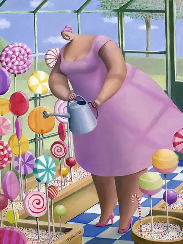 22 dipinti di un artista che pensa che le BBW siano più felici di quelle magre