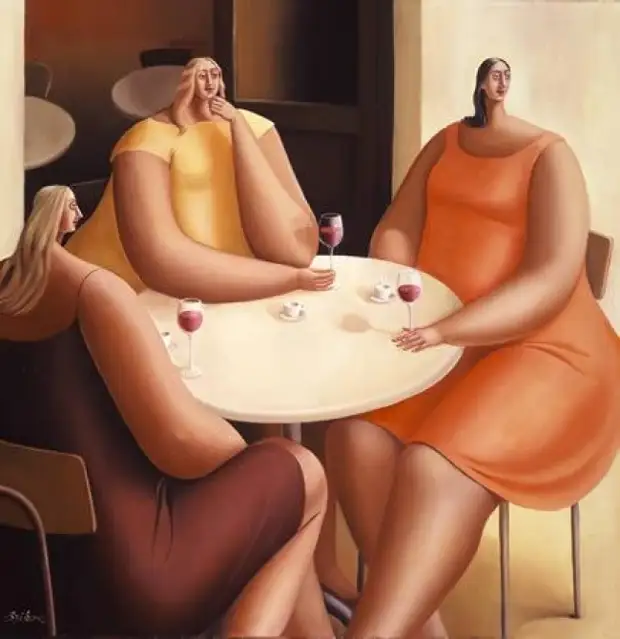 22 peintures d'un artiste qui pense que les BBW sont plus heureuses que les maigres