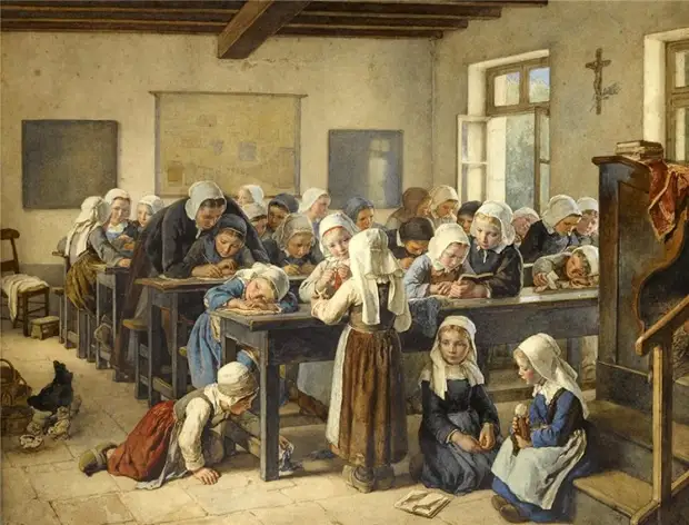 École, professeurs et élèves sur les toiles des maîtres anciens : comment on enseignait aux enfants il y a 200 ans