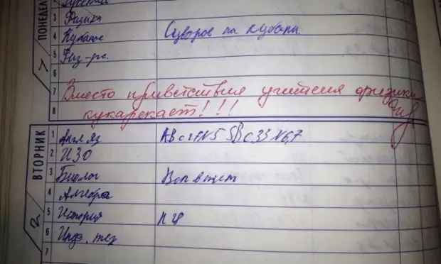 Мектеп күнделіктеріндегі күтпеген 30 жазба