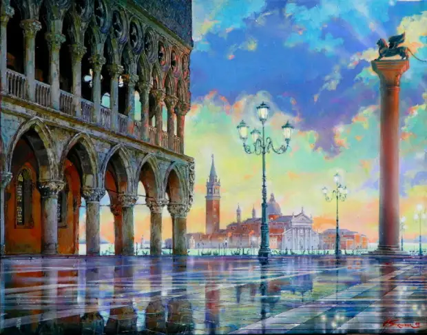 Piazza San Marco üzərində günəşin son şüaları. Müəllif: Vladimir Struzer.