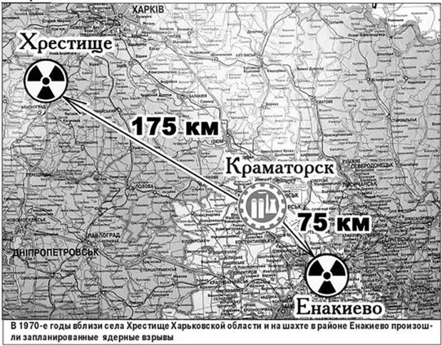 Atomiräjähdys Donetskin kaivoksessa. 1979 kokeilu