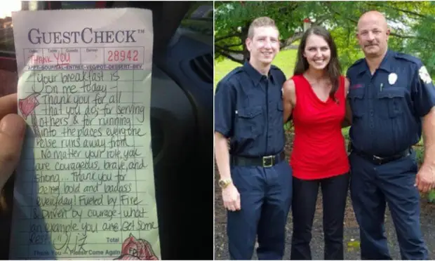 These guys asked for the bill, but instead the waitress brought a note of kindness, deed