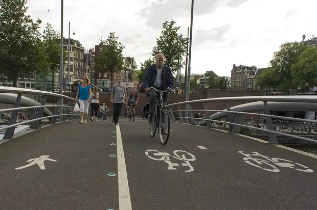 Bicicliști și Amsterdam