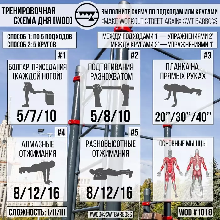 7 แบบแผนการฝึกสำหรับคนอ่อนแอและไม่นานมาก, กาลิสเตนิกา, วันจันทร์, แผนการฝึก, การออกกำลังกาย, พลศึกษา