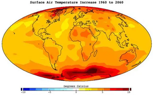 Calentamiento global. Aumento de temperatura en el planeta Tierra. Ilustración de nasa.gov