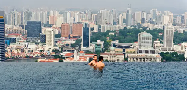Najvyšší bazén na svete, Singapur, strecha Marina Bay Sands Skypark