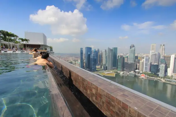 Найвищий басейн у світі, Сінгапур, дах хмарочоса Marina Bay Sands Skypark