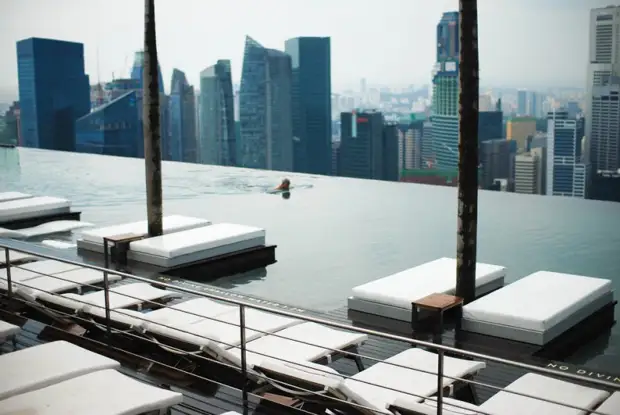 Nejvyšší bazén na světě, Singapur, střecha Marina Bay Sands Skypark