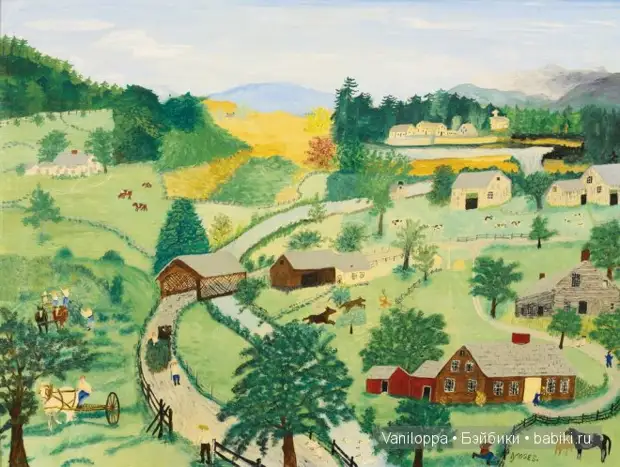 Ealaín naive Grandma Moses. Ag 76, tá gach rud díreach ag tosú ...